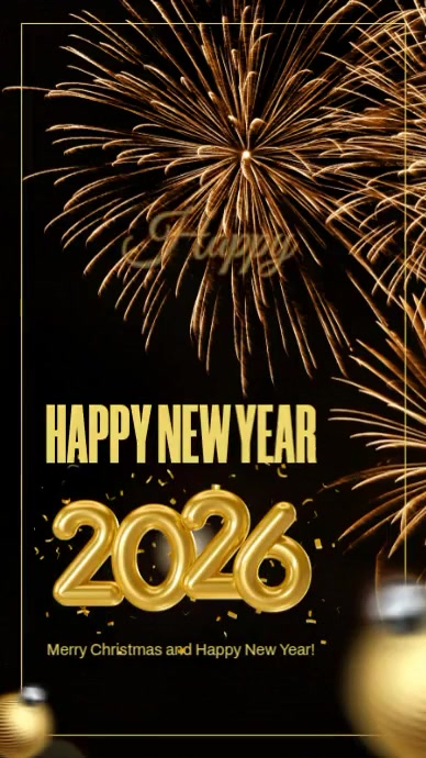 Black Futuristic New Year 2026 Instagram Story Template | PosterMyWall