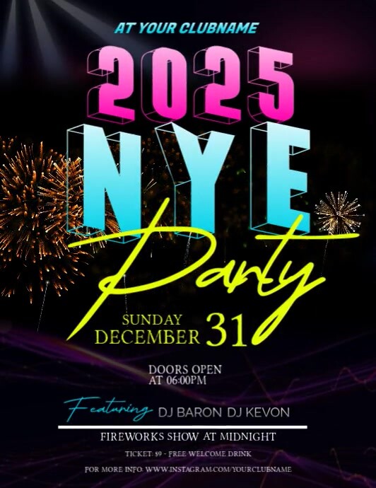 Copy of Black Futuristic Night Nye Party Flyer (us Letter) | PosterMyWall