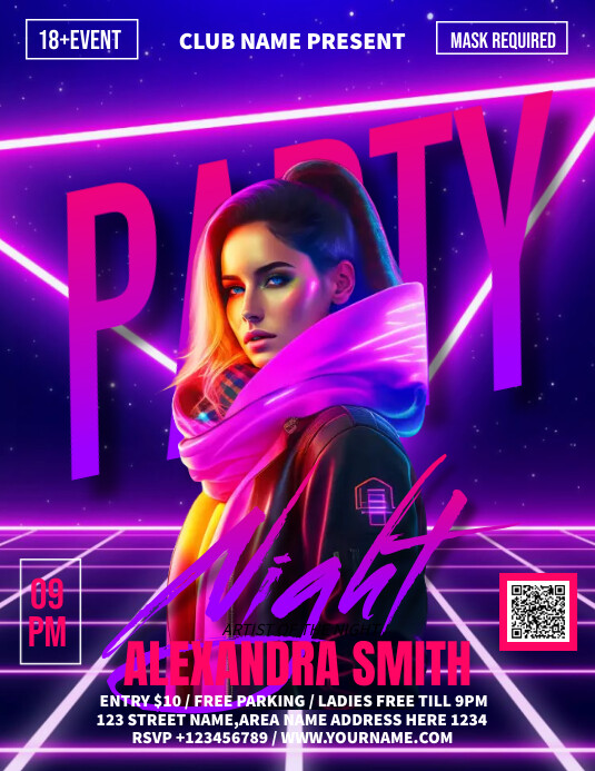 Black Futuristic Night Party Flyer (us Lett Template | PosterMyWall