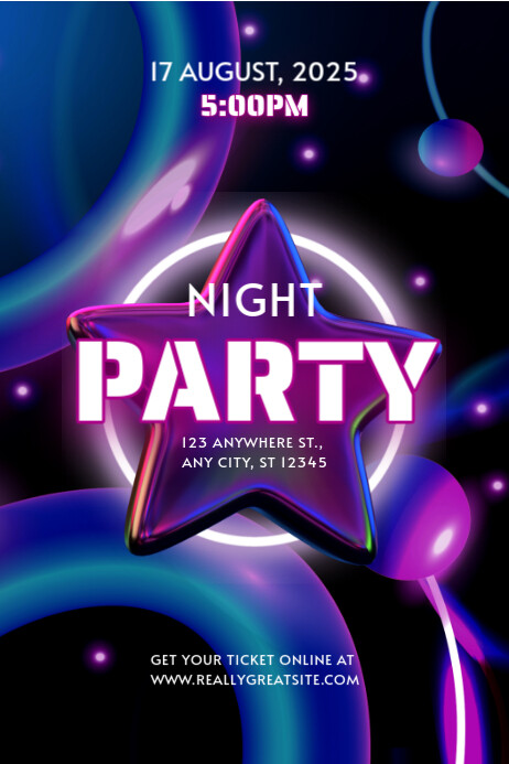 Black Futuristic Night Party Poster Template | PosterMyWall