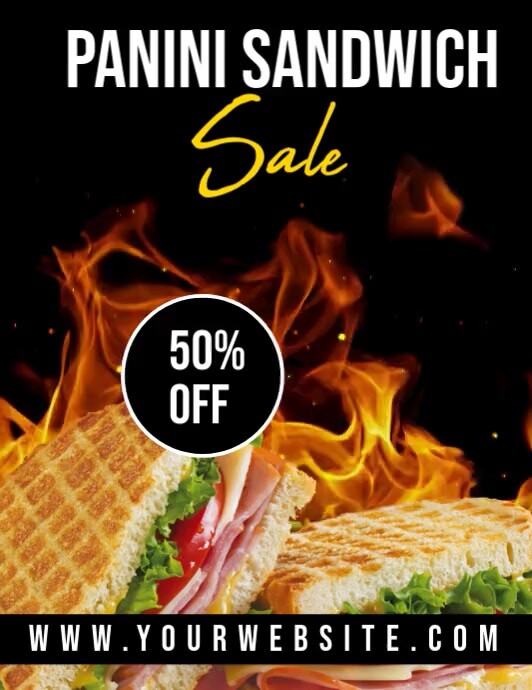 Plantilla de Black Futuristic Panini Sandwich Flyer (us Le | PosterMyWall