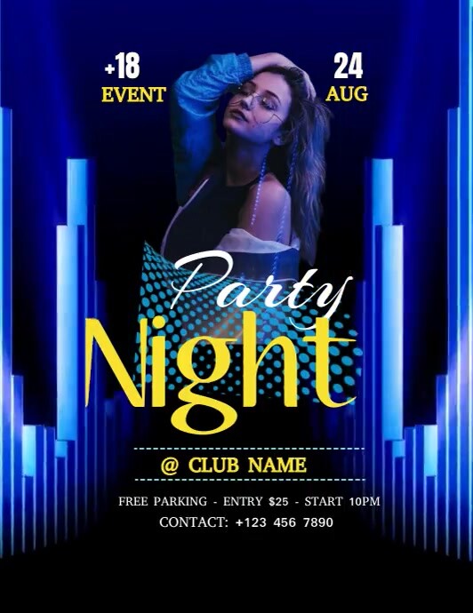 Plantilla de Black Futuristic Party Night Invitation Flye | PosterMyWall