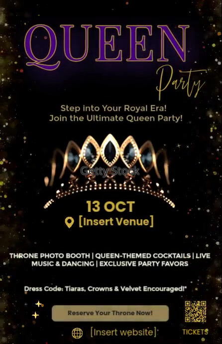 Black Futuristic Queen Party Tabloid Template | PosterMyWall