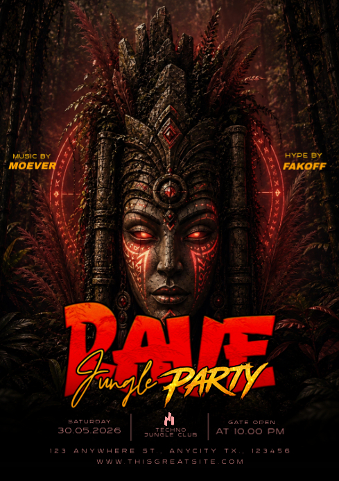 Modèle Noir Jungle Party A4 | PosterMyWall