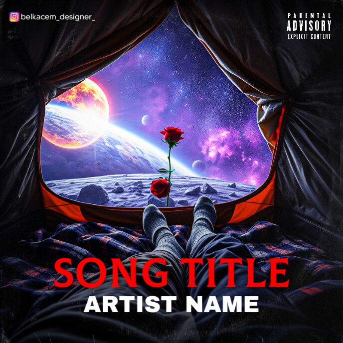 Black Futuristic Roses Space Album Cover Template | PosterMyWall