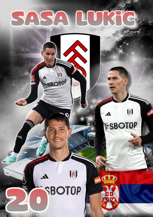 Plantilla de Black Futuristic Sasa Lukic Fulham Football Player A4 ...