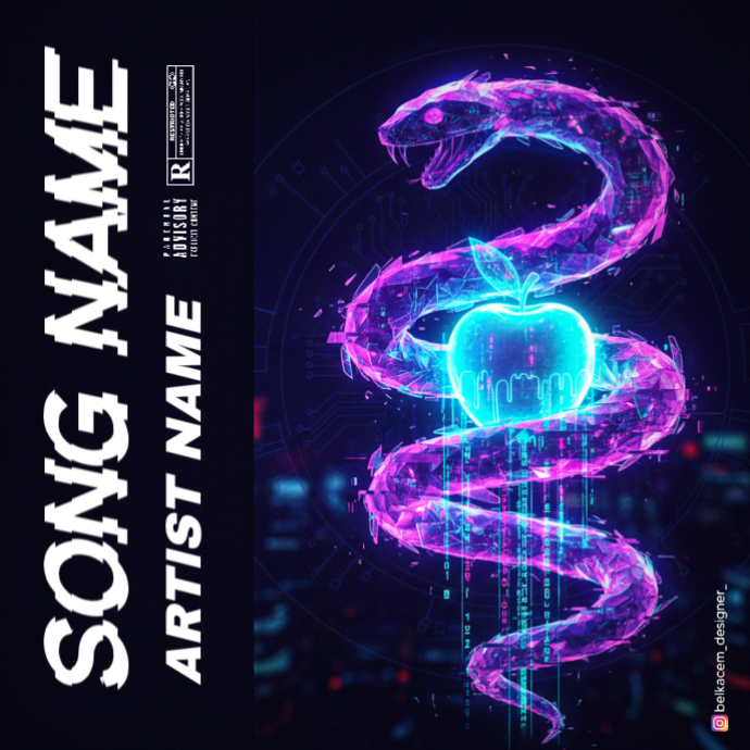 Black Futuristic Snake Album Cover Template | PosterMyWall
