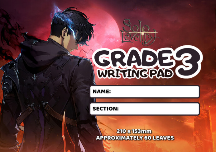Black Futuristic Solo Leveling Theme Writing Pad A4 Template | PosterMyWall