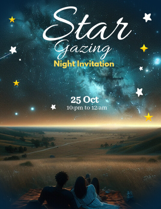 Black Futuristic Star Gazing Night Invitation Flyer (us Letter ...