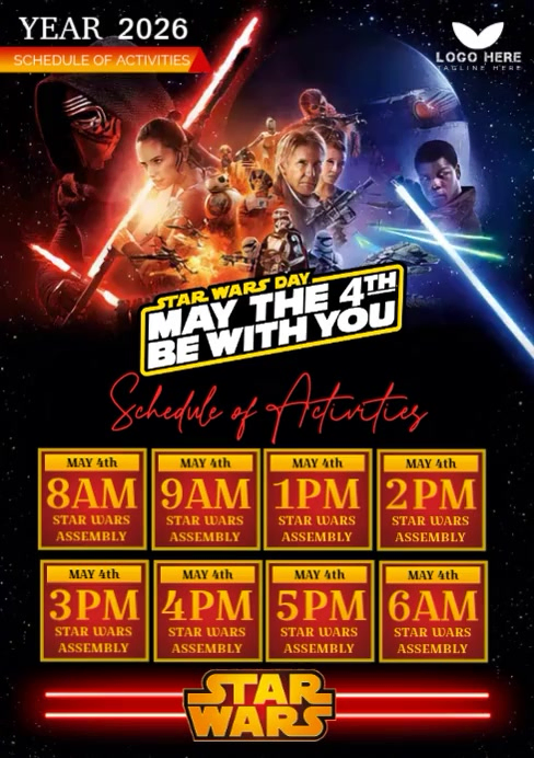 Black Futuristic Star Wars Day Event Schedule A4 Video Template ...