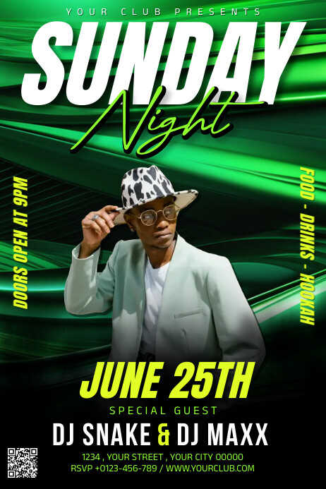 Black Futuristic Sunday Night Poster Template | PosterMyWall