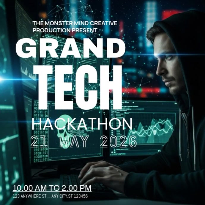 Black Futuristic Tech Hackathon Instagram Post Video Template ...
