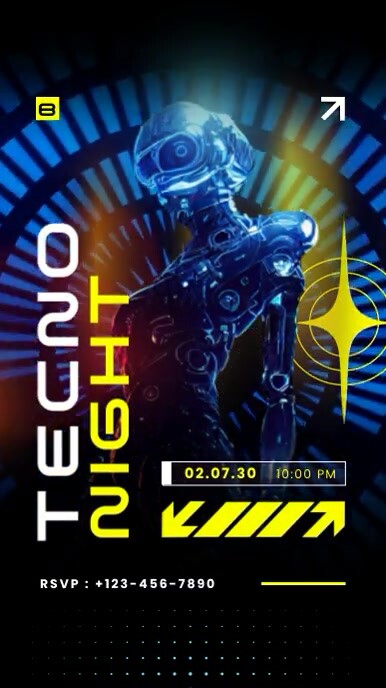 Black Futuristic Techno Night Instagram Reel Template | PosterMyWall