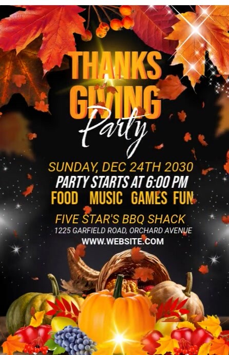 Black Futuristic Thanks Giving Video Ads Tabloid Template | PosterMyWall