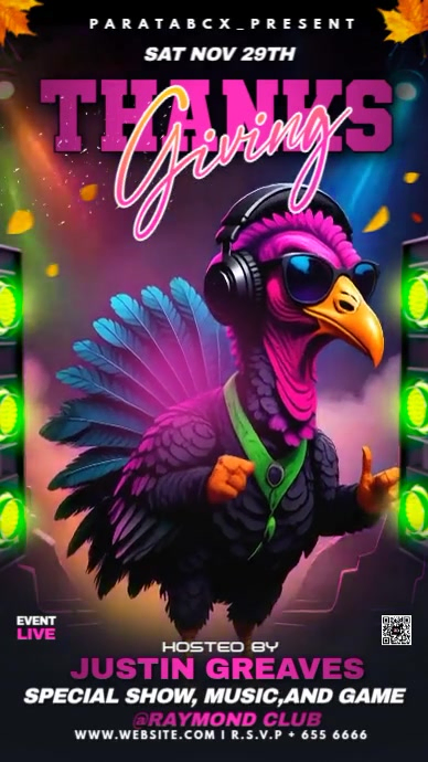 Black Futuristic Thanksgiving Party Video Template Instagram Story ...