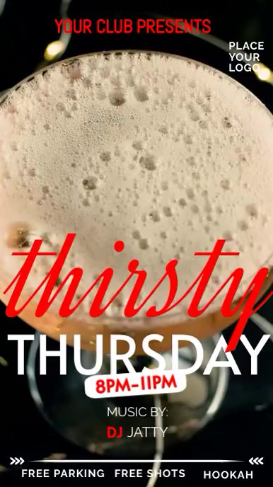 Plantilla de Black Futuristic Thirsty Thursday Instagram R | PosterMyWall