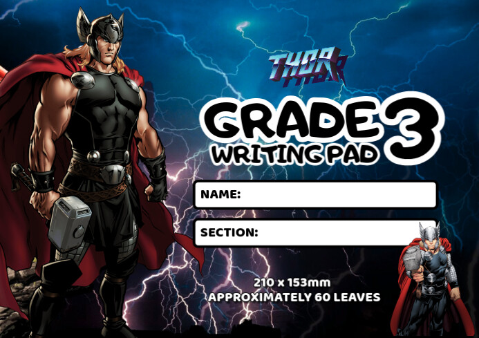 Black Futuristic Thor Theme Writing Pad A4 Template | PosterMyWall