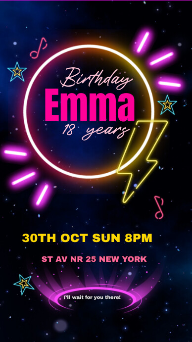 Black Futuristic Virtual Birthday Invitation Template | PosterMyWall