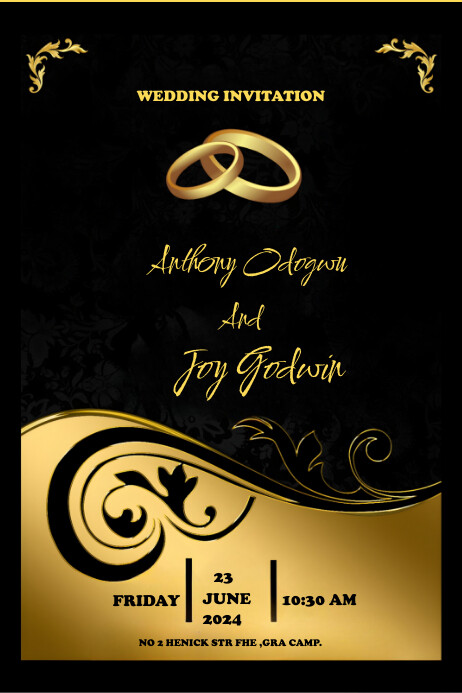 Black Futuristic Wedding Invitation Poster Template | PosterMyWall