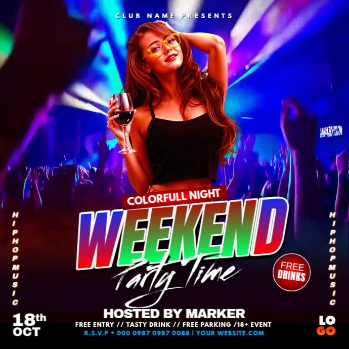 Black Futuristic Weekend Night Party Flyer Instagram Post Template ...