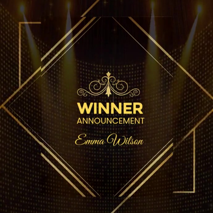 Black Futuristic Winner Announcement Template | Elegant Gold Event ...