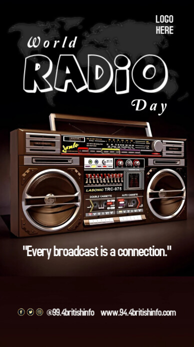 Copy of Black Futuristic World Radio Day Template Instagram Story | PosterMyWall