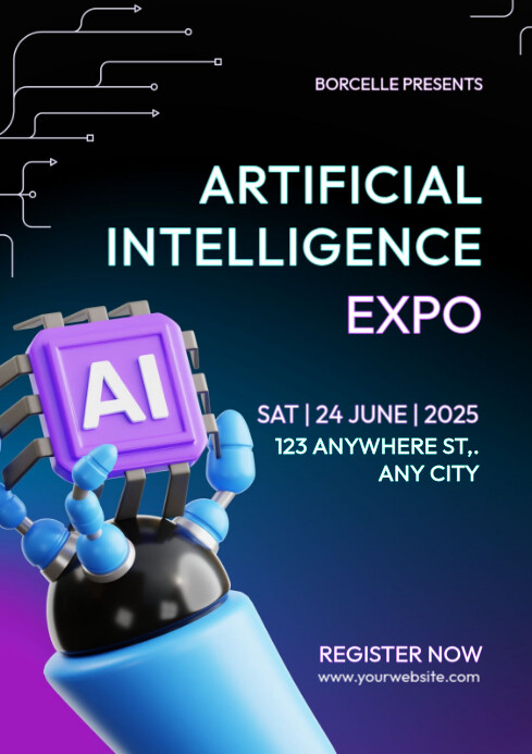 Copy of Black Futuristik Artificial Intelligence Expo A4 | PosterMyWall