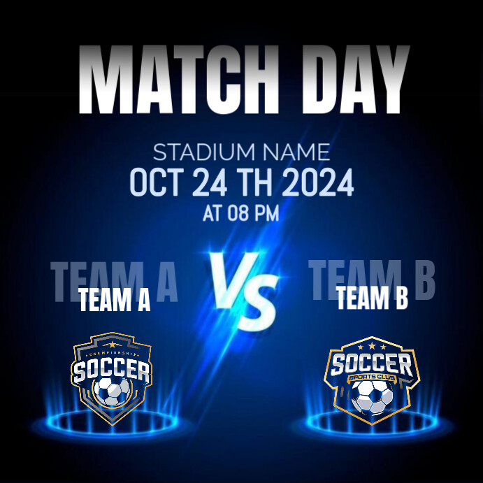 Black Futuristik Match Day Soccer Pos Instagram Template | PosterMyWall