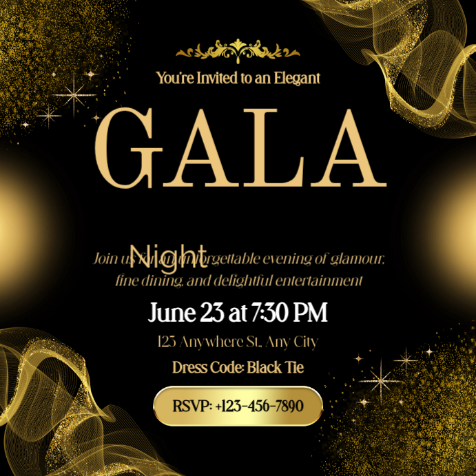 Black Gala Event Invitation Instagram Post Template | PosterMyWall