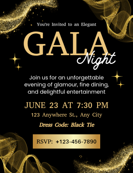 Black Gala Night Event Flyer Template | PosterMyWall