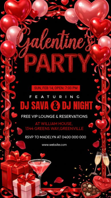 Black Galentine's Day Party Instagram Story Template | PosterMyWall