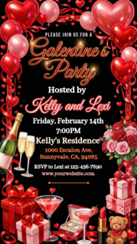 Black Galentine's Party Instagram Story Template | PosterMyWall