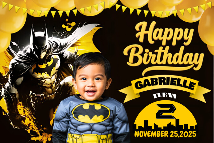 Copy of Black Geometric Batman Birthday Poster | PosterMyWall