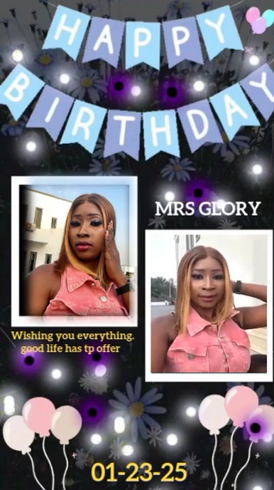 Black Geometric Birthday Frame Instagram Reel Template | PosterMyWall