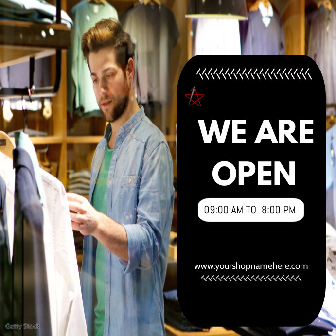 Black Geometric Black Brown Modern We Are Ope Template | PosterMyWall