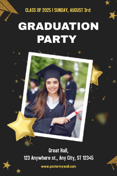 Copy of Black Geometric Elegant Graduation Party Invitation Poster ...