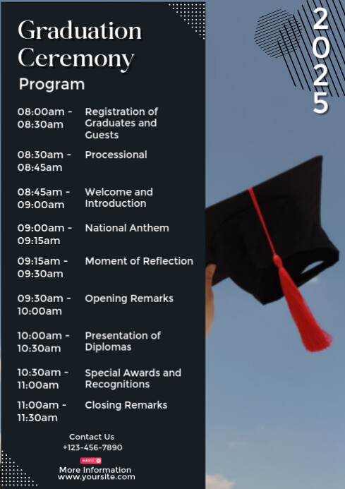 Black Geometric Graduation Program A4 Template | PosterMyWall