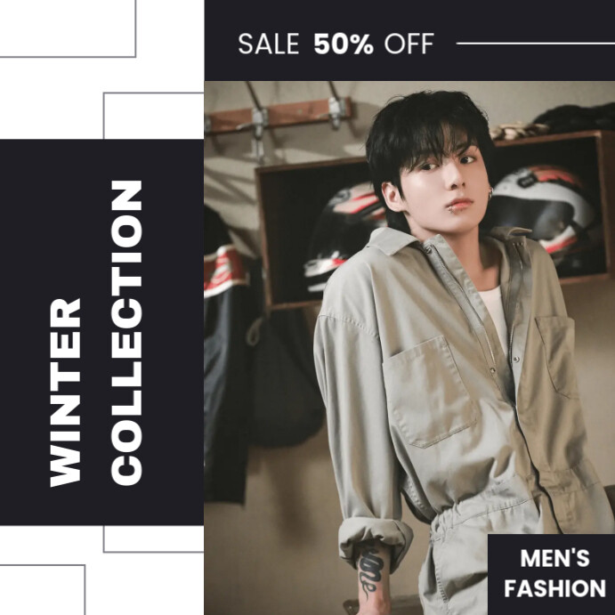 Black Geometric Men's Fashion Instagram Post Template | PosterMyWall