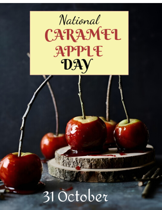 Black Geometric National Caramel Apple Day Flyer (us Letter) Template ...