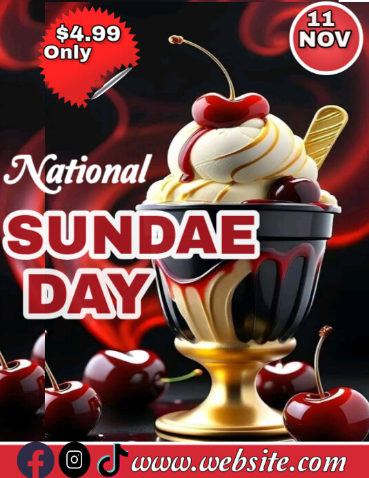Black Geometric National Sundae Day Flyer (us Letter) Template ...