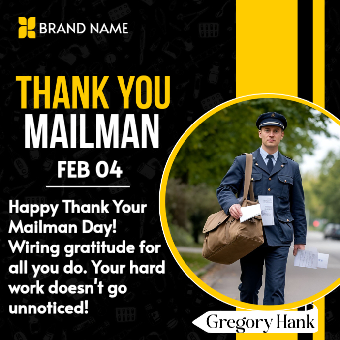 Black Geometric Thank You Mailman Instagram Post Template | PosterMyWall