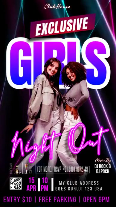 Black Girls Night Out Youtube Short Template | PosterMyWall