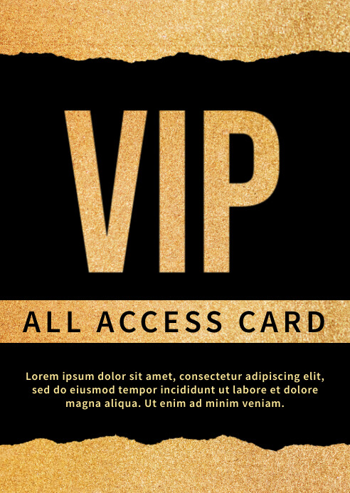 Copy of Black Gold Black Vip Pass Admission A6 | PosterMyWall