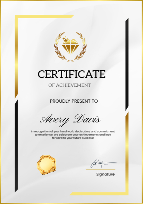 Copy of Black Gold Classy and Elegant Achievement Certificate | PosterMyWall