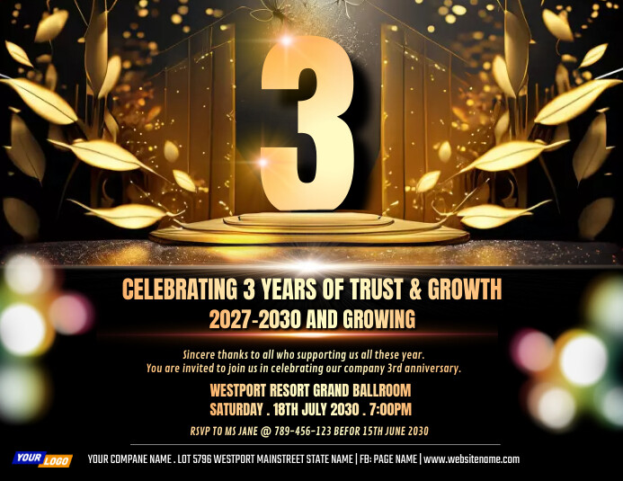 Black Gold Elegant Company Anniversary Flyer Template | PosterMyWall