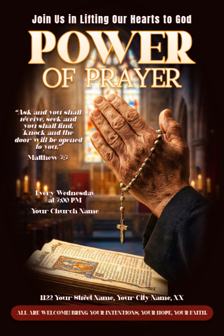 Black Gold Impactful Power of Prayer Catholic Church Event Banner 4' × ...
