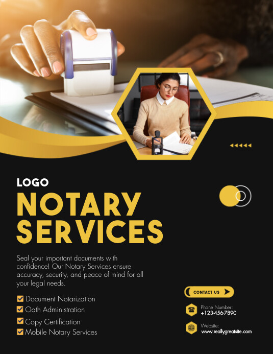 Copy of Black Gold Modern Notary Services Flyer | PosterMyWall