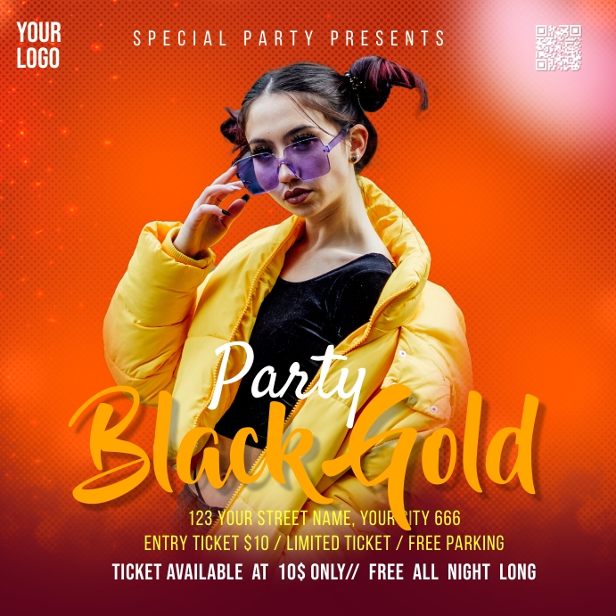 Black Gold Party Template | PosterMyWall