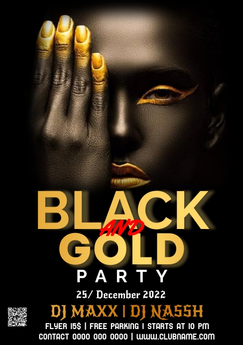 Black gold party flyer Template | PosterMyWall