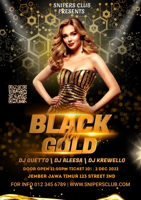 Black gold party flyer Template | PosterMyWall